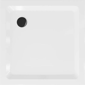 Mexen Flat čtvercový sprchový kout slim 90 x 90 cm, bílý, černý sifon - 40109090B