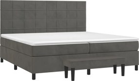 Box spring postel s matrací tmavě šedá 200x200 cm samet 3137864