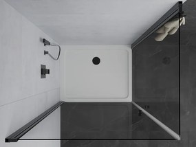 Mexen Pretoria Duo, sprchový kout se 2-křídlými dveřmi 80 (dveře) x 70 (dveře) cm, 6mm čiré sklo, černý profil + sprchová vanička, 852-080-070-70-02-4010B