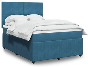Box spring postel s matrací modrá 160 x 200 cm samet 3294680