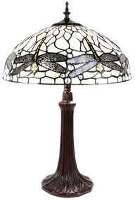 Bílá stolní lampa Tiffany s vážkami Leven white – 41x57 cm