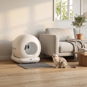 PawHut Samočisticí kočičí toaleta, XL 72L, samočisticí kočičí záchod s HD kamerou, ovládání přes aplikaci, sáčky na odpad, pro 1-12 kg