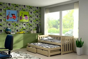 Dětská postel s přistýlkou Krzyš, Borovice přírodní,  80x180 cm