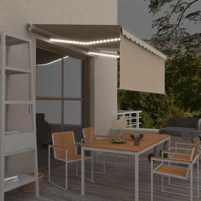 Ručně zatahovací markýza s roletou a LED 3,5 x 2,5 m krémová 3069402