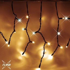 Easy Fix venkovní LED rampouchy, světelné, 300 × 50 cm, teple bílá s FLASH, 114 diod, černý kabel, IP67, prodlužovací