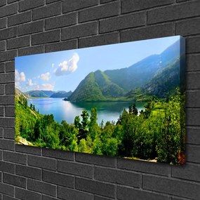 Obraz na plátně Les Jezero Hory Krajina 125x50 cm
