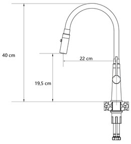 Černý mat ohebná dřezová baterie QUADRON GINA se sprchou