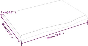 Koupelnová deska 60 x 50 x 2 cm neošetřené masivní dřevo 3156008