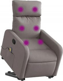 Zvedací masážní polohovací křeslo taupe textil 3206715