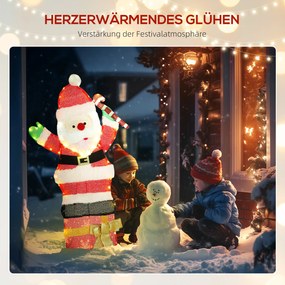 Outsunny 97 LED vánoční dekorace, Vánoce Santa Claus v teplé bílé, ocelový rám, vícebarevná