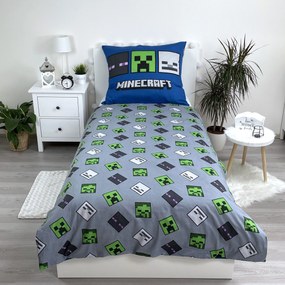 Jerry Fabrics Bavlněné povlečení  se svítícím efektem 140x200 + 70x90 cm - Minecraft "Hostile Mobs"