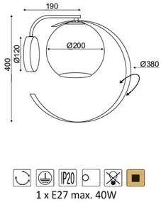 ACA DECOR Nástěnné svítidlo IPARELLE max. 40W/E27/230V/IP20