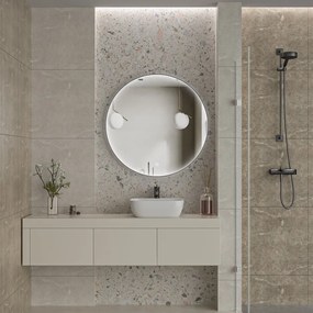 Erga Charlotte, kulaté LED zrcadlo 90cm, černý kovový rám, 2070 lm, 6500K, přední boční osvětlení, ERG-V01-204-9090-BK
