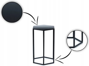 Kovový stojan na květiny Držák Na Květináč Černý 40 cm