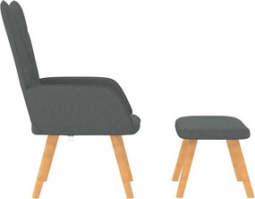 Relaxační křeslo se stoličkou tmavě šedé textil 327535