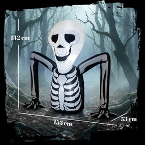 Outsunny Nafukovací Halloween kostlivec, vylézající ze země, s LED světly, strašidelná dekorace pro vnitřní i venkovní použití
