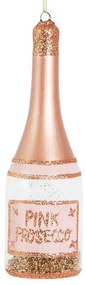 Skleněná ručně vyrobená vánoční ozdoba ø 5 cm Pink Prosecco – Sass &amp; Belle