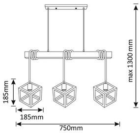 Lustr na lanku SWEDEN 3xE27/20W/230V