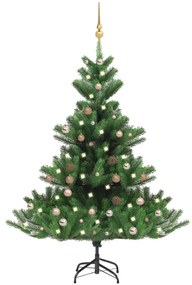 3077644 vidaXL Umělý vánoční stromek jedle s LED a sadou koulí zelený 120 cm