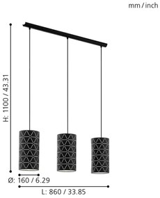 Eglo 98353 - Lustr na lanku RAMON 3xE27/40W/230V