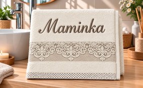 Bellatex Froté ručník orchidea s výšivkou MAMINKA 50x100 cm Maminka Žlutá