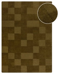 Khaki ručně tkaný vlněný koberec 200x290 cm Checkerboard – Flair Rugs