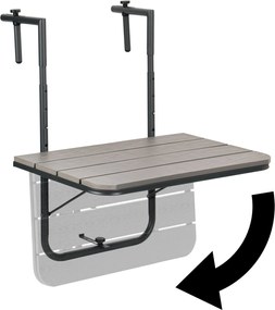 Závěsný balkónový stůl Aretto 60 cm šedý