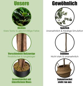Costway 120 cm umělý fíkovník umělá rostlinná dekorace s květináčem, zelený