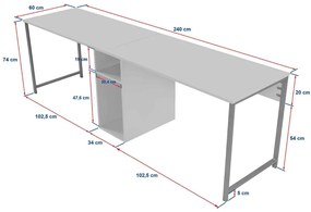 Designový psací stůl Geillis 240 cm vzor mramor frézie