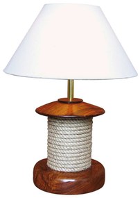 Stolní lampa Pulley se dřevem