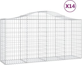 Klenuté gabionové koše 14ks 200x50x100/120cm pozinkované železo 3145652