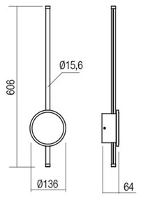 Redo 01-2701 nástěnná LED lampa Diaz pískově černá, 18W, 3000K, 60cm