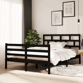 Rám postele černý 135 x 190 cm Double masivní dřevo,  3101262
