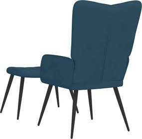 Relaxační křeslo se stoličkou modré samet 327698