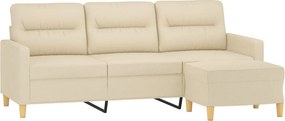 3místná pohovka s podnožkou krémová 180 cm textil 3201075