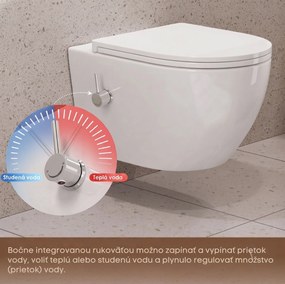 Erga Lily, závěsná WC mísa s funkcí bidetu + toaletní sedátko, bílá lesklá, ERG-V03-LILY-RIM-BID-WH