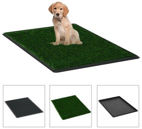 Toaleta pro psy s nádobou a umělou trávou zelená 76x51x3 cm WC - Default Title