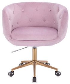 LuxuryForm DESIGN Křeslo MONTANA VELUR na zlaté podstavě s kolečky - levandule