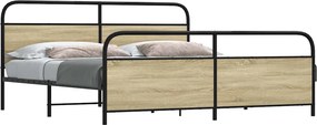 Kovový rám postele bez matrace dub sonoma 183 x 213 cm 3318653