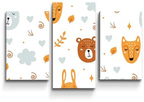 Sablio Obraz - 3-dílný Medvěd a liška - 75x50 cm