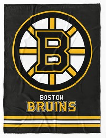 Carbotex deka z mikrovlákna (coral fleece) dětská hokejová NHL BOSTON BRUINS ESSENTIAL, žluto-černá, 150x200cm