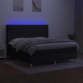 Box spring postel s matrací a LED černá 180x200 cm textil 3139215