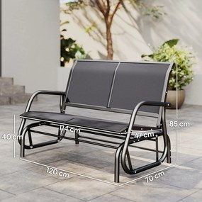 Houpací křeslo Outsunny 2místná zahradní houpací lavice kovová lavice, šedá, zahradní nábytek 120 x 70 x 85 cm pro hodiny relaxace | Aosom.de