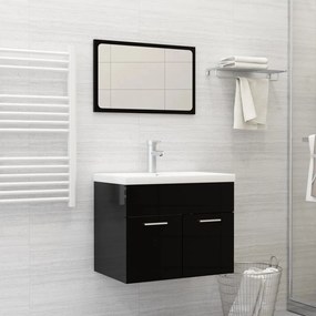 vidaXL Set koupelnového nábytku dřevotříska [3071321] Barva: černá s vysokým leskem