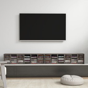 HOMCOM Sada 2 sloupcových polic pro ukládání CD-DVD kabinet 6 + 6 přihrádek 21 x 22,5 x 88,5 cm max. kapacita 204 CD tmavě šedá