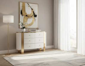 Komoda Stilig ST920 140 cm bílá/zlatá/mramor