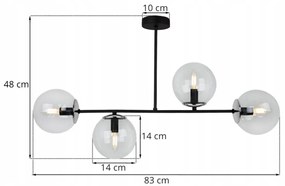 Stropní svítidlo Paris, 4x transparentní skleněné stínítko, (výběr ze 4 barev uchycení)