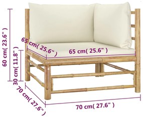 vidaXL Marketos 4dílná zahradní sedací souprava + krémově bílé podušky bambus