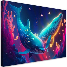 Gario Obraz na plátně Barevné velryby Rozměry: 60 x 40 cm