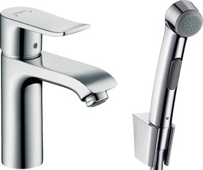 Hansgrohe Metris New, umyvadlová baterie s ruční sprchou Bidette, s výpustí, chromová, 31285000